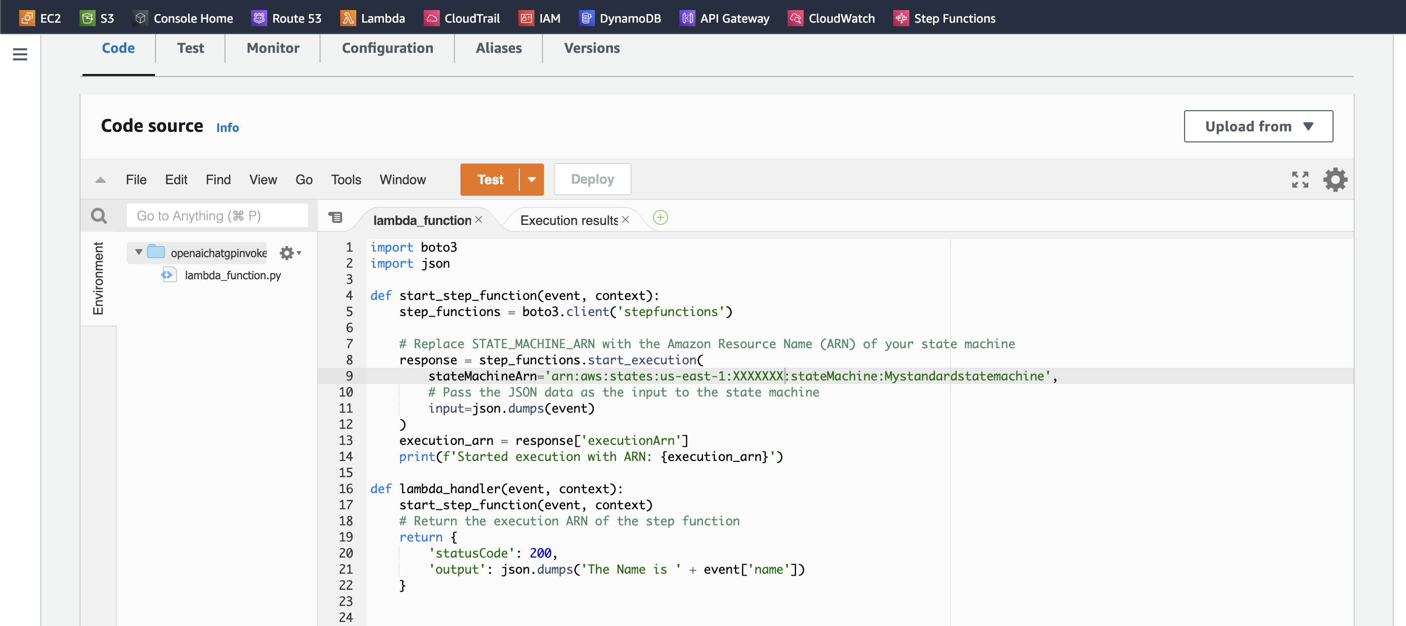 Using Openai Chatgpt To Generate Aws Lambda Code Which Starts A Step Functions State Machine