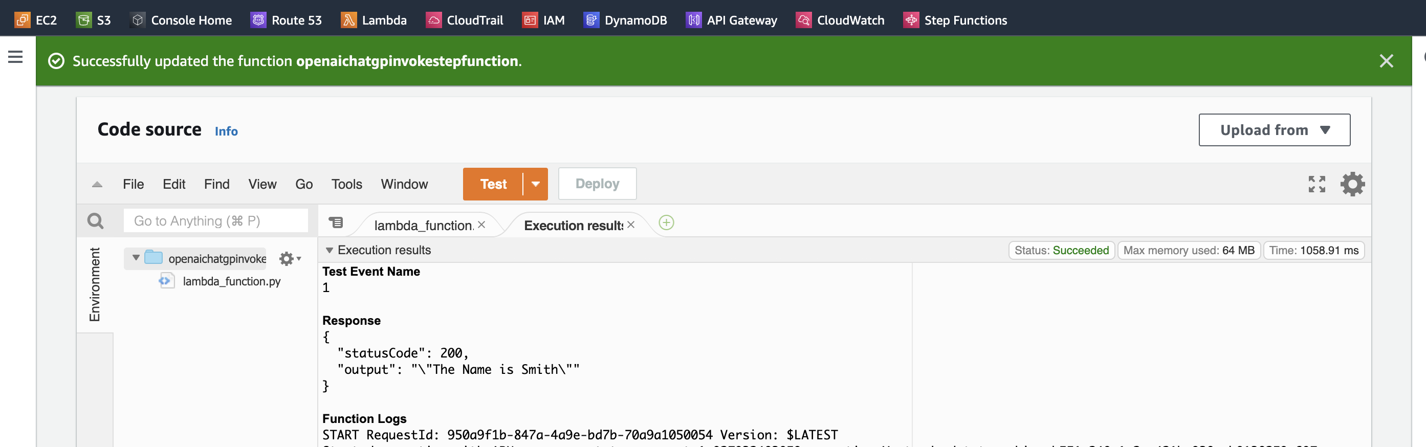 Using Openai Chatgpt To Generate Aws Lambda Code Which Starts A Step Functions State Machine